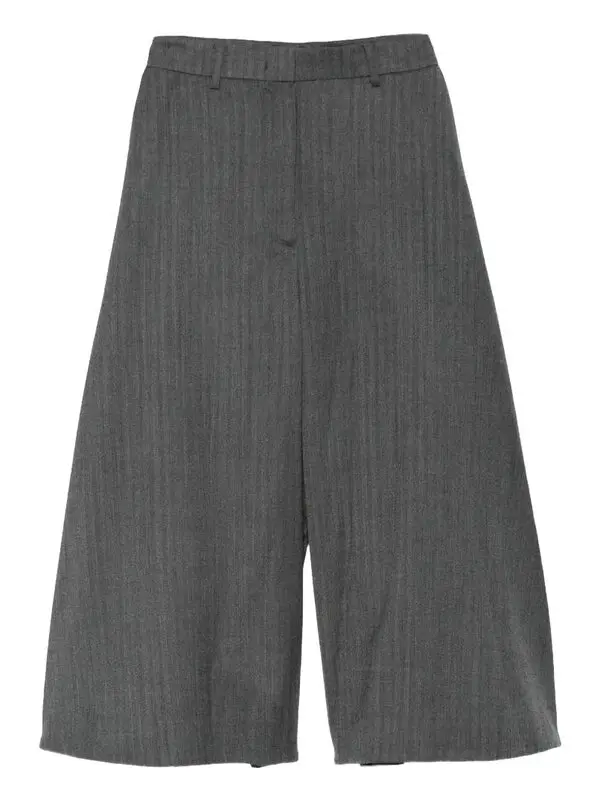 JUUN.J Herringbone Pattern Pleated Trousers - Grey