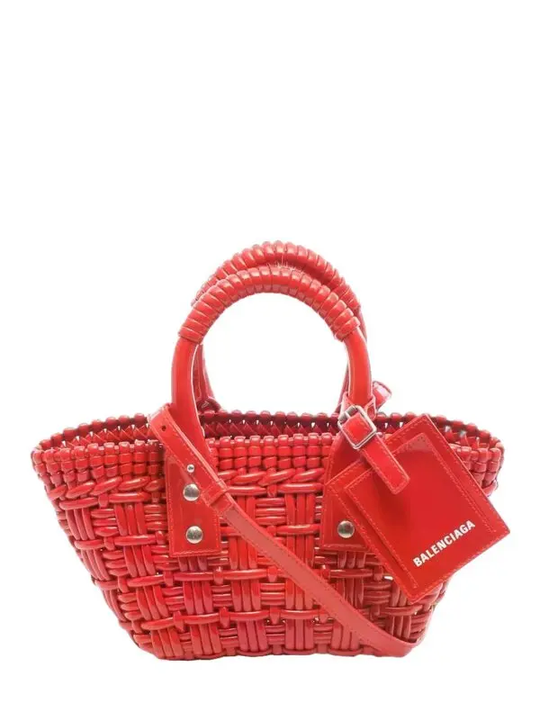 Balenciaga Woven Bistro Basket Handbag - Red