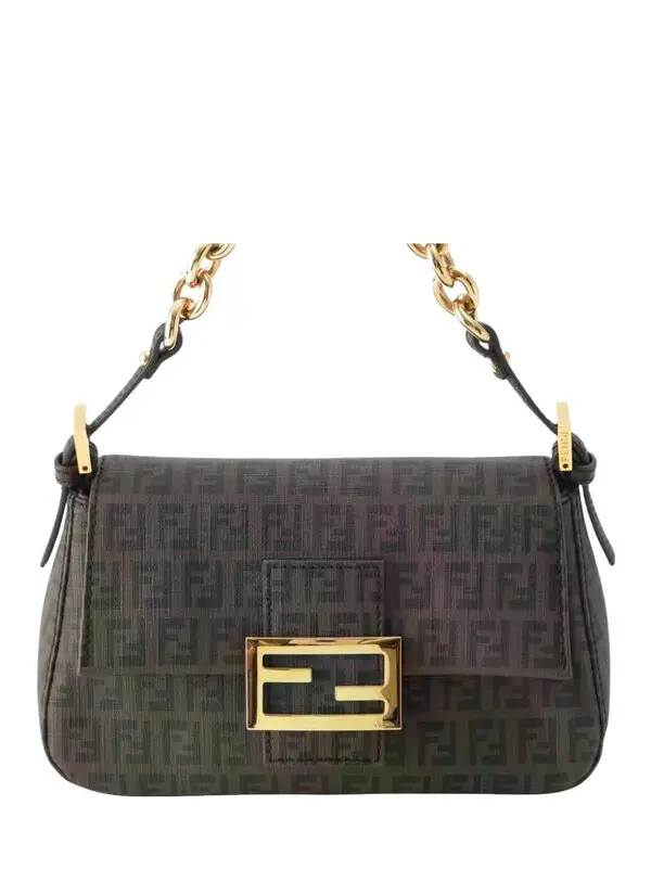 Fendi Mini Zucchino Spalmati Chain Shoulder Bag - Brown