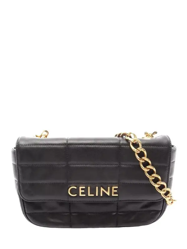Celine Quilted Flap Shoulder Bag - Black