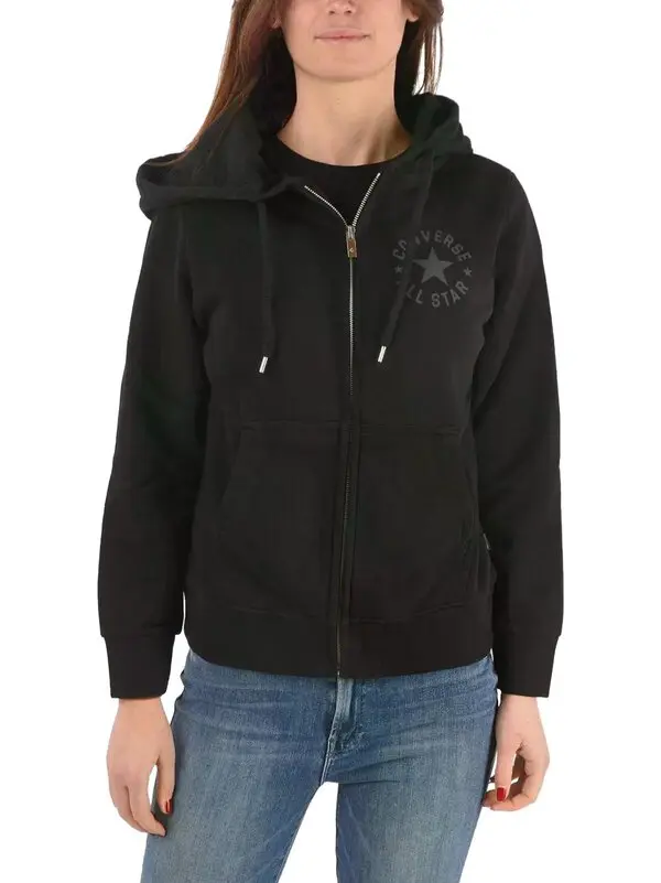 CONVERSE Logo-print Zip-up Hoodie - Black