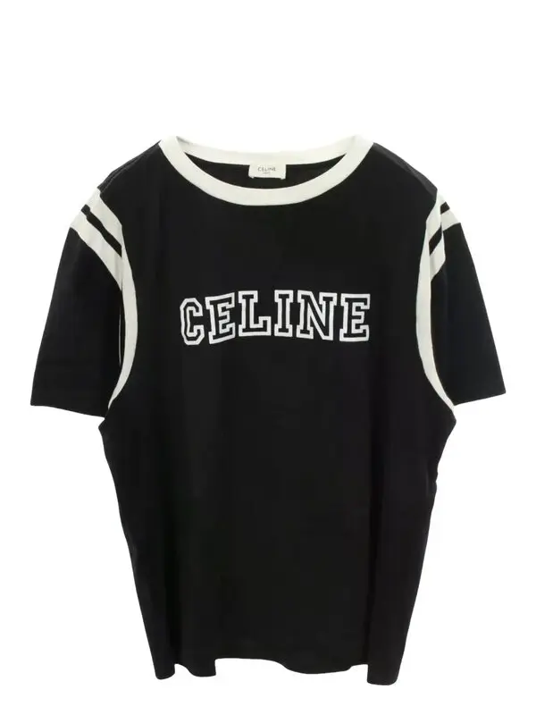 Celine Cotton Logo Print T-shirt - Black