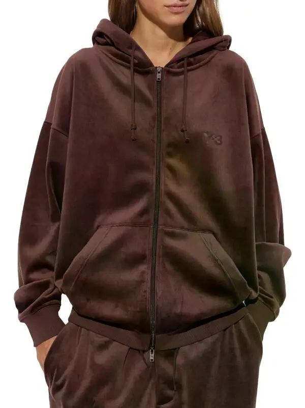 Y3 Velvet Corduroy Zipper Hoodie - Red