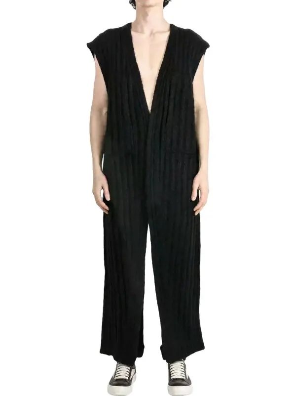 Rick Owens Ribbed-knit Sleeveless Cardicoat - Black