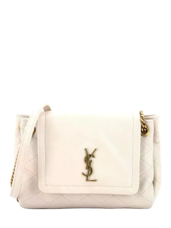 Saint Laurent Nolita Satchel Quilted Leather Mini Crossbody Bag - Neutrals