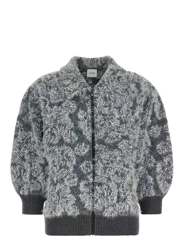 NUDE Jacquard-knit Zip-up Cardigan - Grey