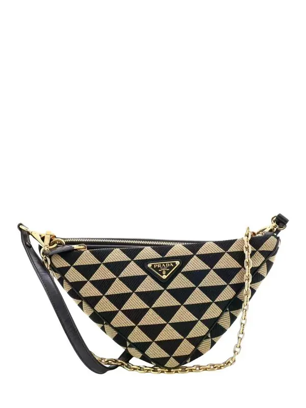 Prada Double Symbole Triangle Mini Shoulder Bag - Black