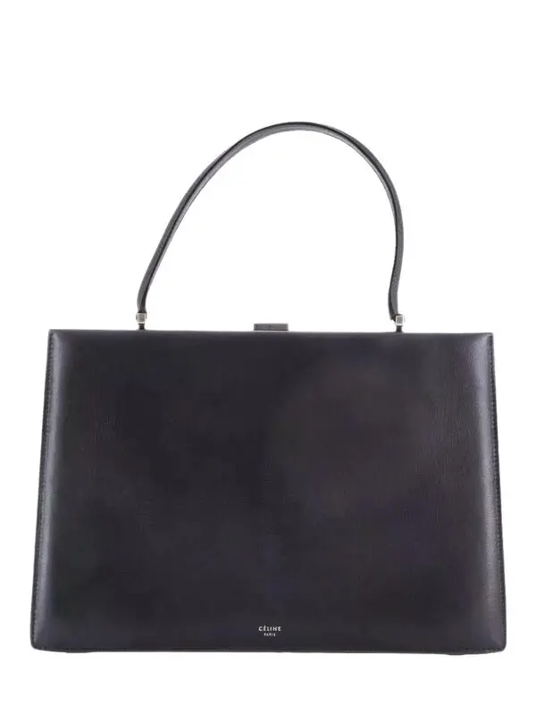 Celine Clasp Top Handle Bag Leather Medium Satchel - Grey
