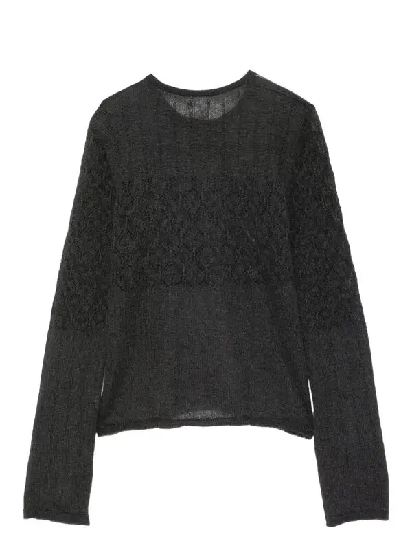 Dries Van Noten Grey Lace-knit Sweater - Black
