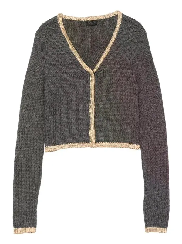 Dolce & Gabbana Metallic-trim Cropped Cardigan - Grey