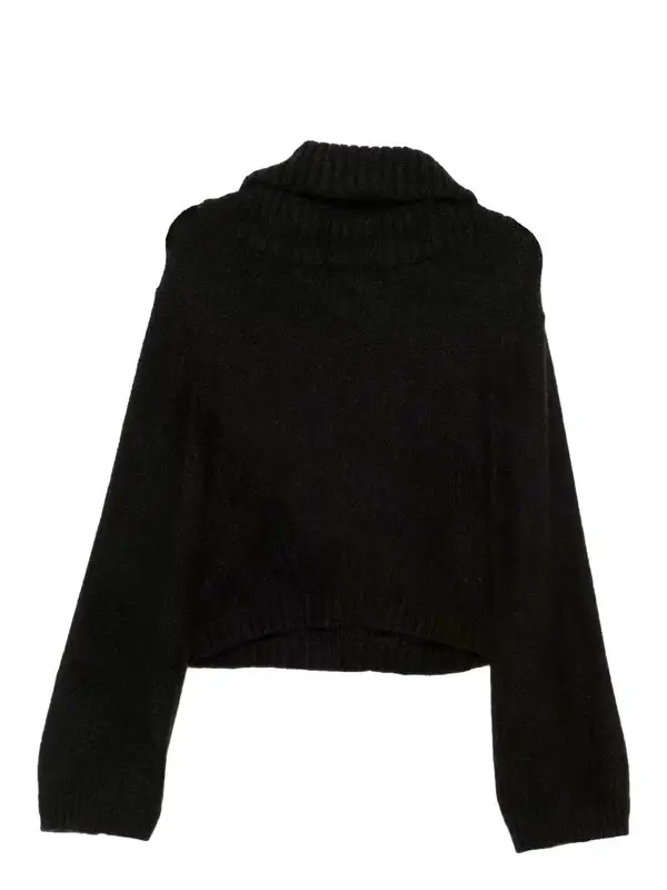 Versace 2000s Cowl Neck Knit Sweater - Black
