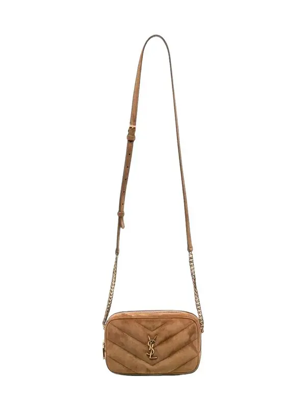 Saint Laurent Quilted Suede Crossbody Bag - Brown