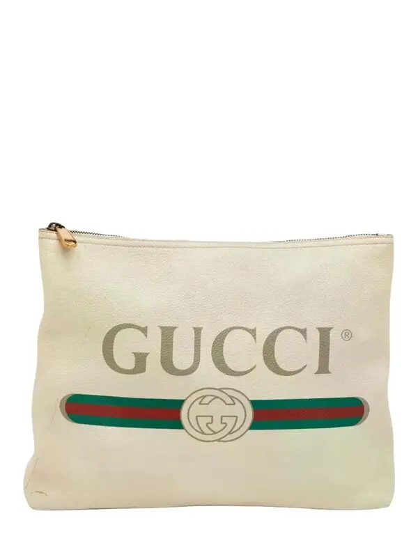 Gucci Logo Portfolio Clutch Bag - Neutrals