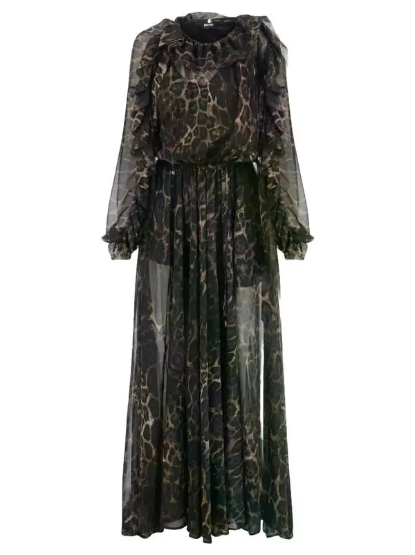 Just Cavalli Leopard-print Ruffled Maxi Dress - Brown