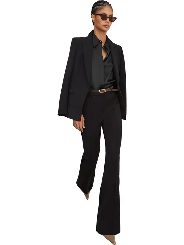 REISS Gabi Flared Suit Trousers - Black