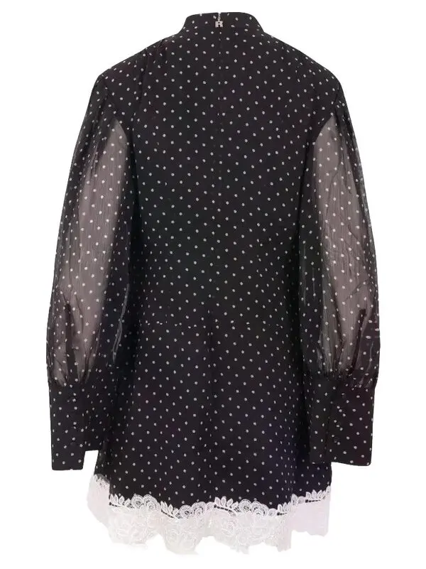 ROTATE BY BIRGER CHRISTENSEN Polka Dot Lace Trim Mini Dress - Black
