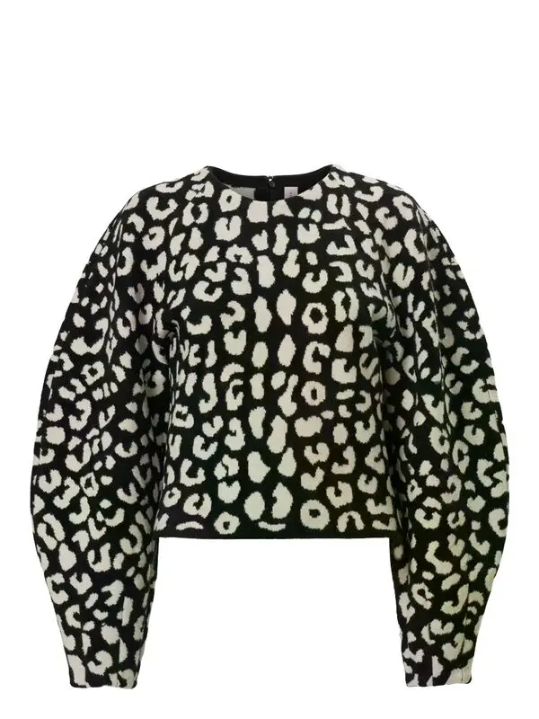 Carolina Herrera Leopard-patterned Chenille Sweater - Black