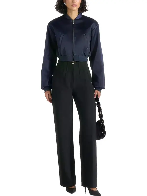Manière De Voir Monique Satin Bomber Jacket - Blue