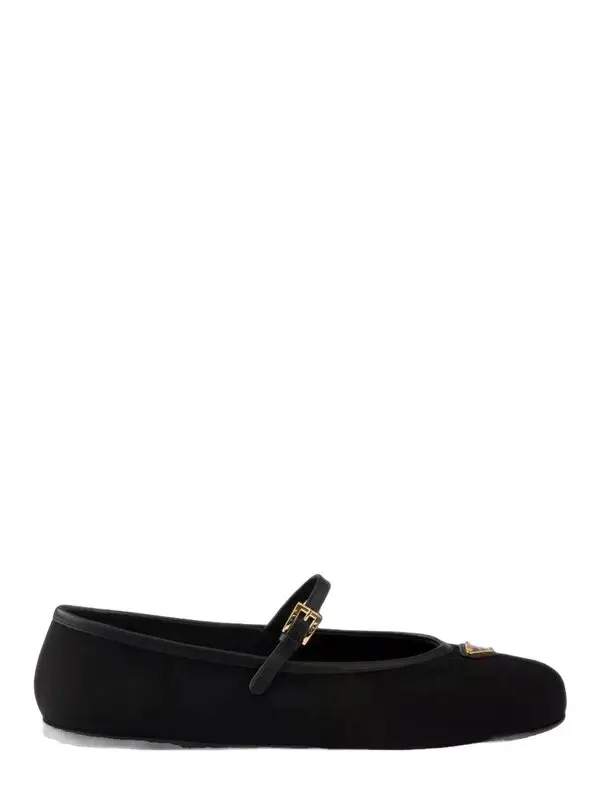 Prada Fabric Ballerinas With Buckled Strap - Black