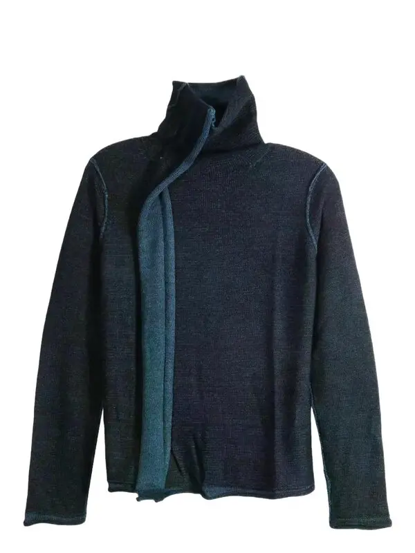 Y’s Asymmetric High-neck Knitted Sweater - Blue