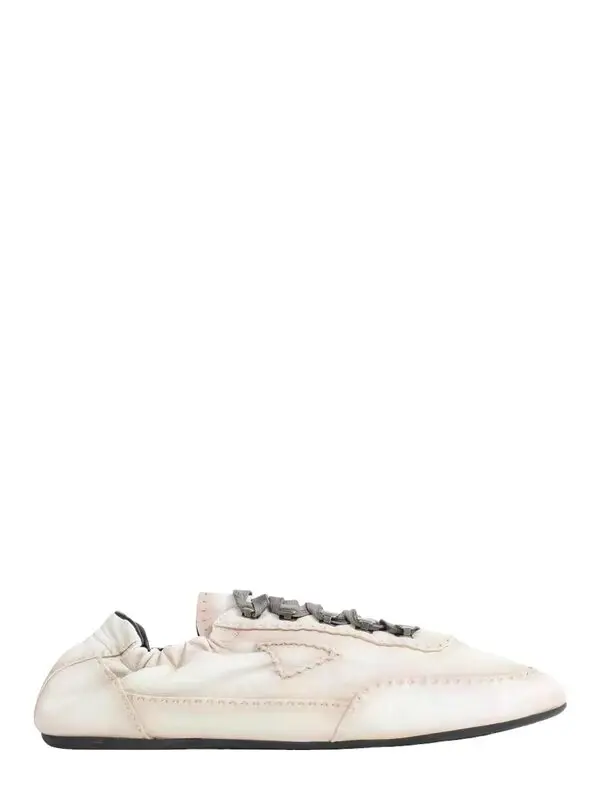 Prada Collapsible Antiqued Nappa Leather Sneakers - Neutrals