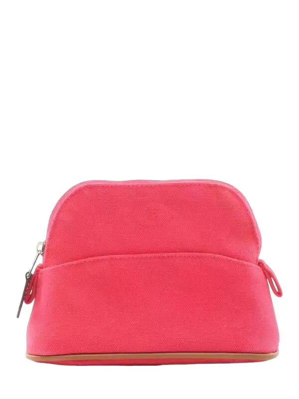 Hermès Cotton Makeup Bag With Leather Trim - Pink