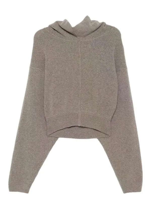 Rick Owens Ribbed Knit Cropped Hoodie - Grey