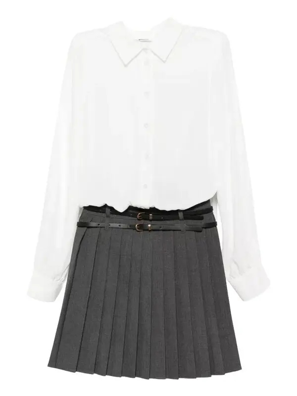 Liu Jo Belted Pleated Midi Dress - Grey