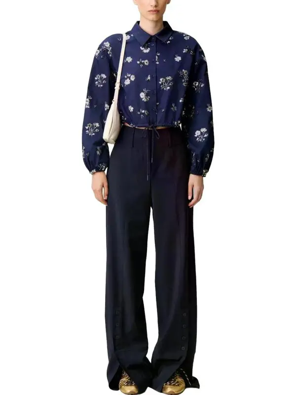 Claudie Pierlot Floral Embroidered Sequinned Shirt - Blue