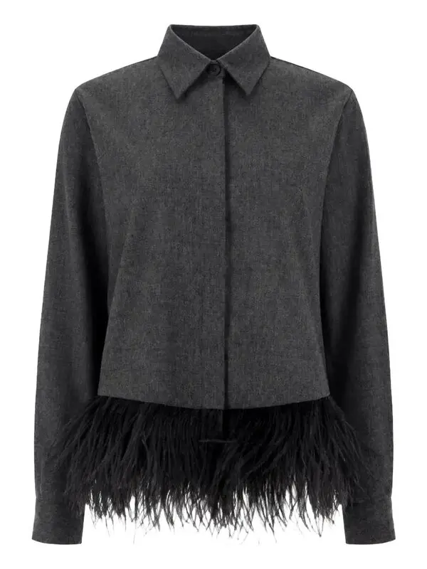 Fabiana Filippi Feather-trimmed Shirt - Grey