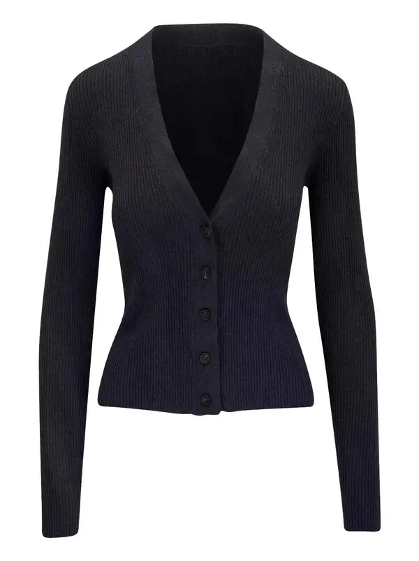 Brunello Cucinelli Ribbed V-neck Cardigan - Grey