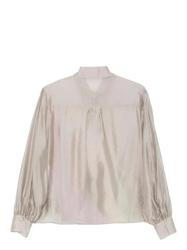 LUISA CERANO Semi-sheer Pleated-sleeve Blouse - Neutrals