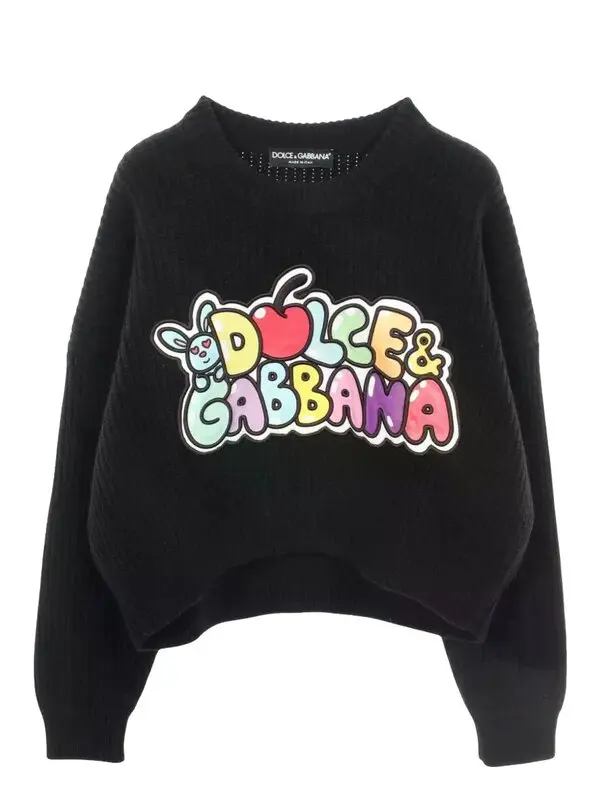 Dolce & Gabbana Wool Logo Embroidered Sweater - Black