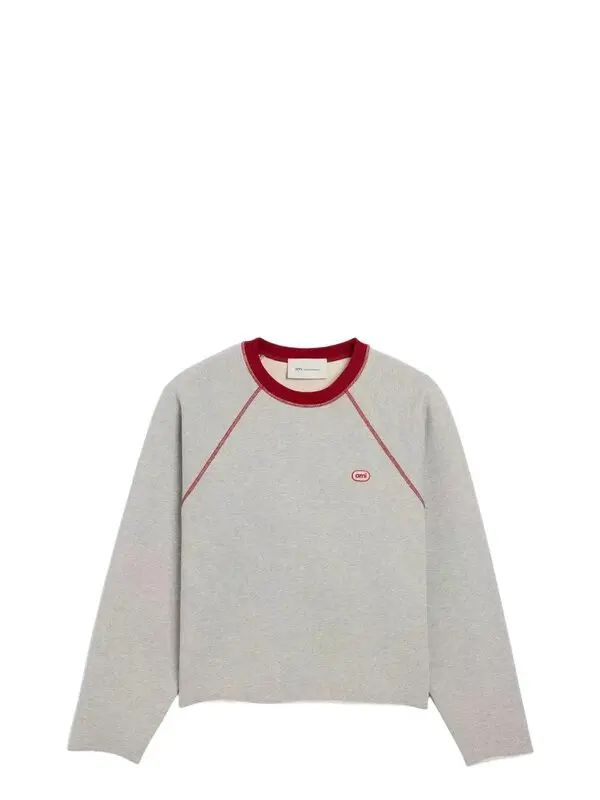 AMI Paris Contrast Stitch Raglan Sweatshirt - Grey