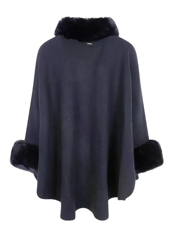 TWINSET Faux-fur Trimmed Cape - Black