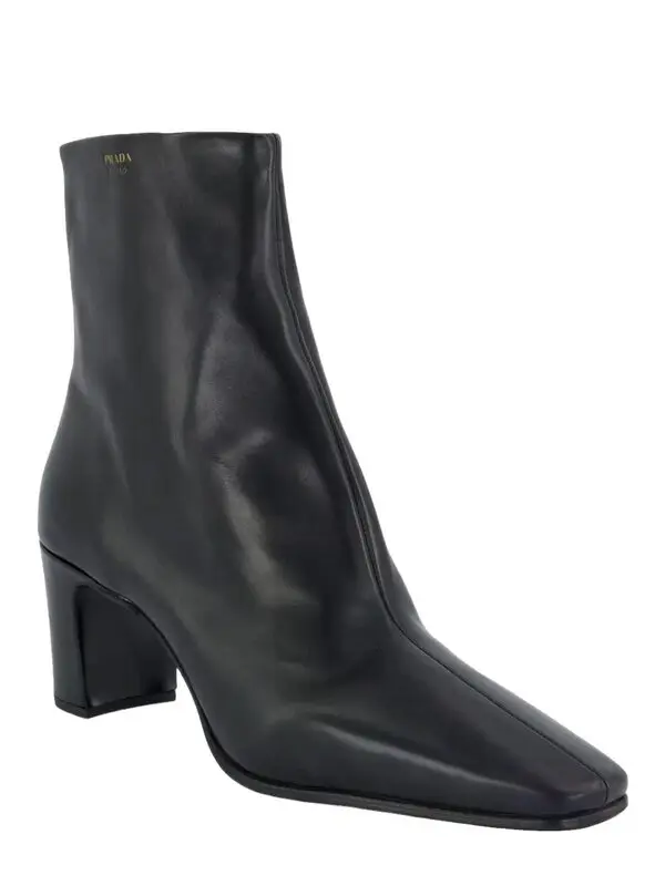 Prada Leather Ankle Boots With Side Zip - Black