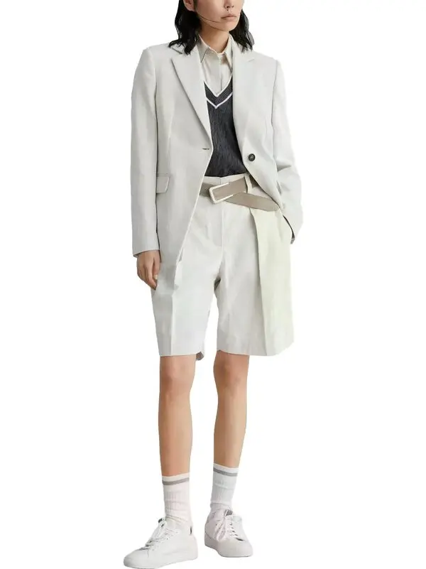 Brunello Cucinelli Cotton-linen Bermuda Shorts With Monili Chain Detail - White