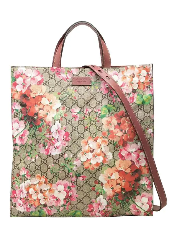 Gucci Gg Supreme Blooms Convertible Tote Satchel - Neutrals