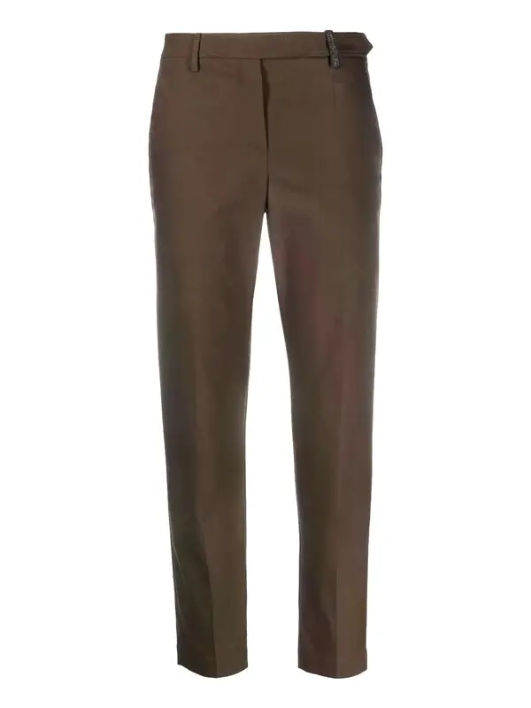 Brunello Cucinelli Tapered Leg Cropped Trousers - Brown