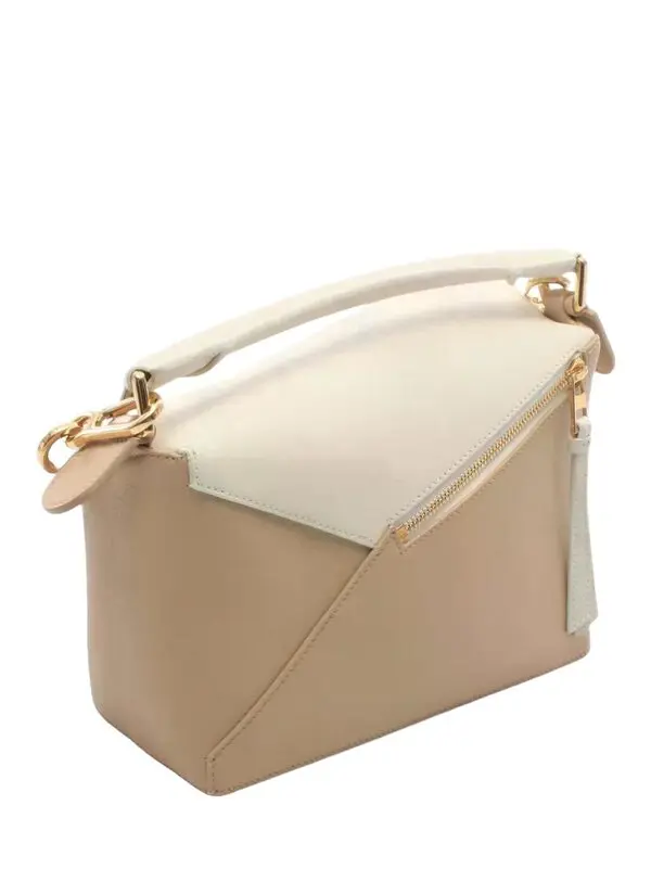Loewe Geometric Panelled Leather Tote Bag - Neutrals
