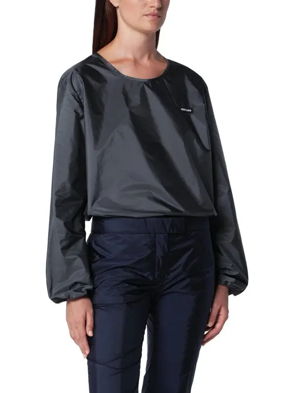 Miu Miu Crewneck Re-nylon Blouse - Grey
