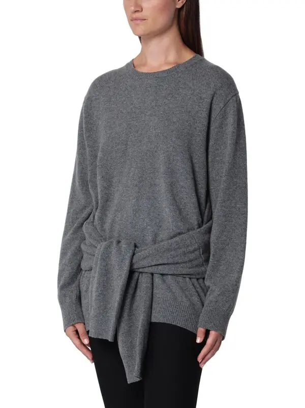 Source Unknown Wool Blend Jumper With Tie Detail - Grey