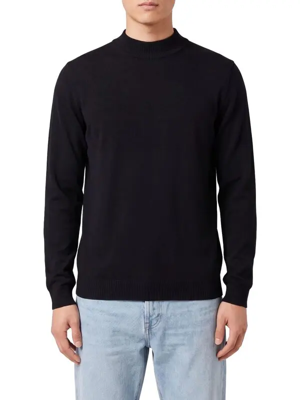 ROBERTO COLLINA Long-sleeved Merino Wool Crew-neck Sweater - Black