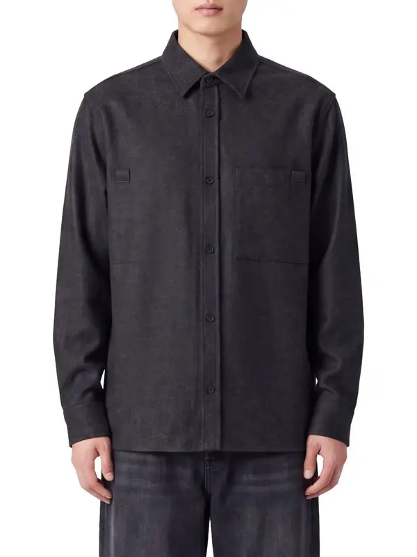 DARKPARK Serge Long-sleeved Shirt In Pure Virgin Wool - Grey