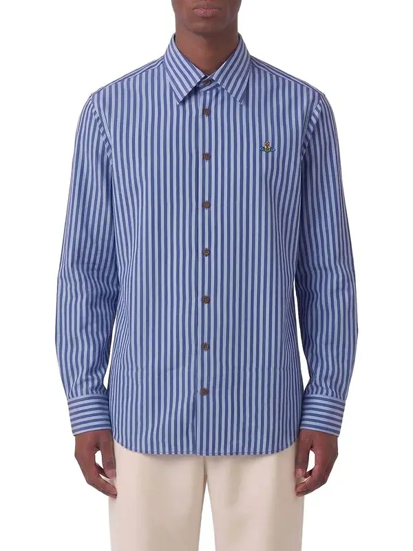 VIVIENNE WESTWOOD Striped Cotton Poplin Shirt - Blue