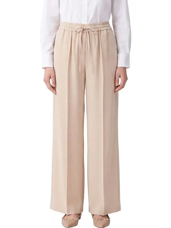 Valentino Garavani High Elasticated Waist Wide-leg Silk Palazzo Pants - Ivory