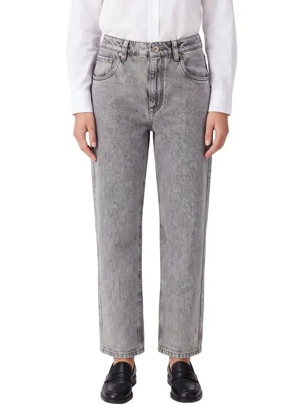 Brunello Cucinelli High-waisted Straight Leg Jeans In Cotton - Denim