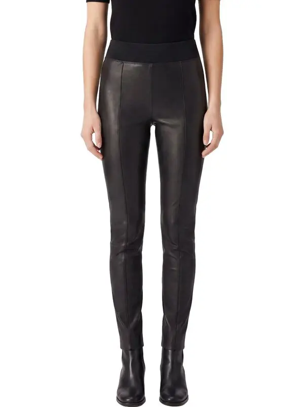 Brunello Cucinelli High-waisted Smooth Lambskin Leather Leggings - Black