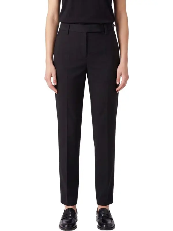 Brunello Cucinelli Slim Fit Stretch Virgin Wool Trousers With Monili Embroidery - Black