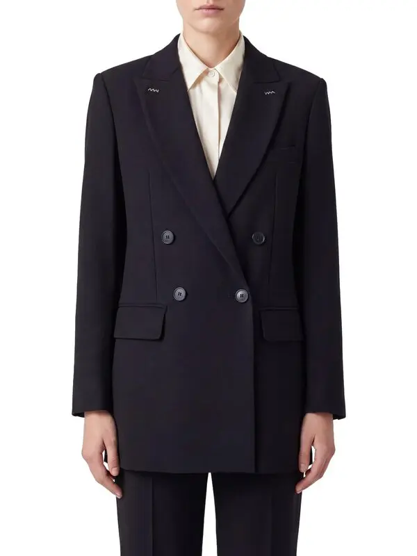 Max Mara Double-breasted Wool Blazer With Revere Collar - Black
